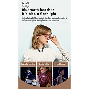 Jarvis 3k Flashlight Wireless Headphone Neckband Reading Light With Bluetooth Earbuds (Pink)