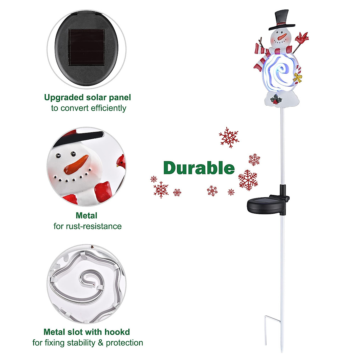 Yescom 8 Packs Solar Snowman Stake Lights Christmas Decor Solar Pathway Lights Waterproof Solar Stakes Lights for Outdoor Patio Garden