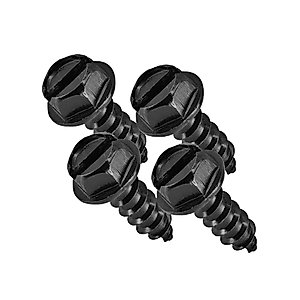 Black License Plate Screws, Rustproof 18-8 Stainless Steel, Black Oxide Finish Applied in The USA by Makers Bolt (Pack of 4)