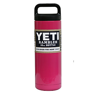 YETI Custom Powder Coated Rambler Stainless Steel Insulated Water Bottle, Fuchsia Pink - 18 oz.