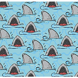 Shark Birthday Party Gift Wrapping Paper - Folded Flat 30 x 20 Inch (3 Sheets)
