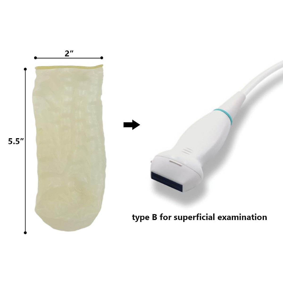 Ultrasound Probe Cover - Latex Free, Individual Packaging, 10 Pcs (B)