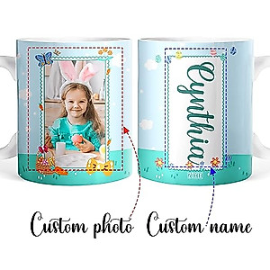 White Ceramic Coffee Mug Photo Mugs Personalized Picture Custom Name Birthday Easter Gifts For Women Friends Teen Girls Sisters Novelty Tea Cup Table Desk Accessories 11 And 15 Oz