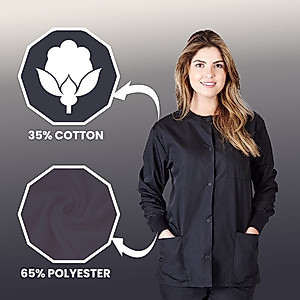 Women's Scrub Jacket Warm Up Medical Scrub Jackets for Women (Black, Medium)