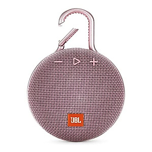 JBL Clip 3, Dusty Pink - Waterproof, Durable & Portable Bluetooth Speaker - Up to 10 Hours of Play - Includes Noise-Cancelling Speakerphone & Wireless Streaming