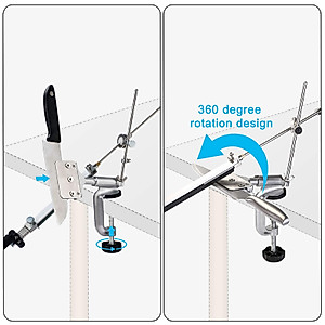 Knife Sharpener Tool Pro RX-008, 360° Rotation Flip Design, Fixed-Angle Slicker Edge Sharpener with 4 Diamond Sharpening Plates,240/400/600/1000