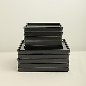Stone Lain 24 Pieces Stoneware Square Dinnerware Set, Black Matte