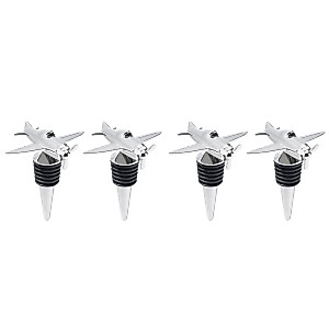 Zerodeko 4PCS Zinc Alloy Wine Bottle Stoppers, Wine Bottle Stopper, Wine Champagne Preservation Plug, Aircraft Style Beer Wine Spout Saver Beverage Bottle Seal