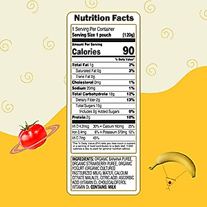 Earth's Best Organic Kids Snacks, Sesame Street Toddler Snacks, Organic Fruit Yogurt Smoothie for Toddlers 2 Years and Older, Strawberry Banana, 4.2 oz Resealable Pouch (Pack of 16)