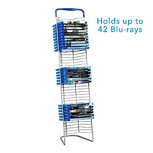 Atlantic Nestable 16 Blu-Ray Rack - Space Saving Modern Design in High End Gunmetal Finish with Blue Molded Handle, PN63735592