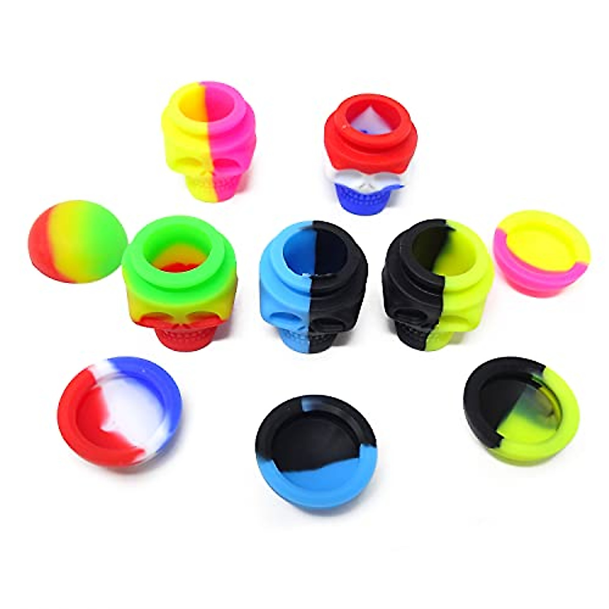 Honbay 5PCS Silicone Skull Shape Wax Concentrate Containers Non-Stick Silicone Oil Storage Jar Mini Container for Multi Use (3ml)