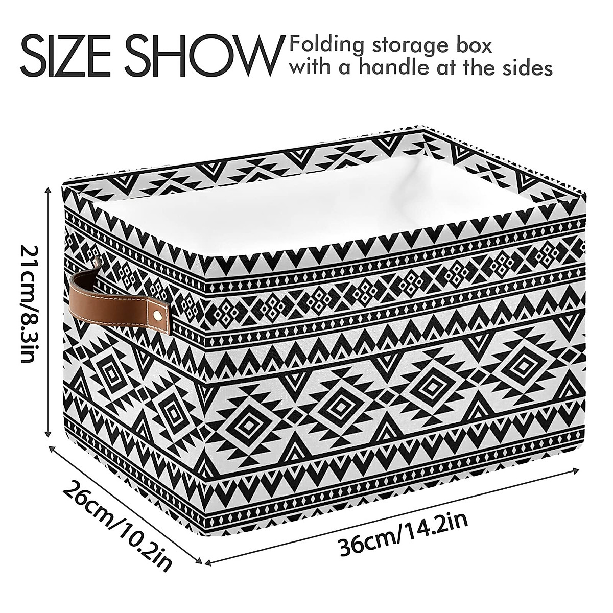 TropicalLife Storage Basket Aztec, Large Collapsible Ethnic Zigzag Storage Cube Bin Kids Toys Storage Organizer for Closet Shelf Nursery Bedroom Decor