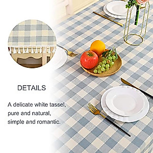 Kaysun Checkered Tablecloths for Rectangle Tables, Classic Buffalo Table Cloth 55''x70'' Light Grey Blue, Cotton Linen Table Cover for Thanksgiving Kitchen Holiday Outdoor Picnic Decoration