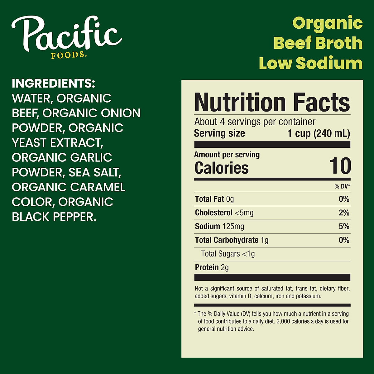 Pacific Foods Low Sodium Organic Beef Broth, 32 oz Carton (12 Pack)