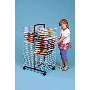 American Educational Products A-C1168 Drying Rack on Wheels, 40 Shelf, 7" Height, 18" Wide, 48" Length