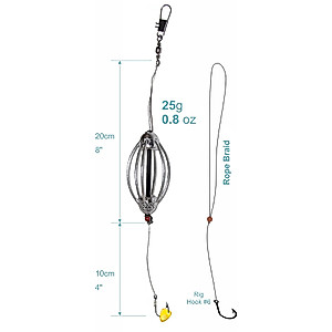 3pcs Carp Fishing Bait Feeder 0.8oz Steel Cask Fishing Rig Hook #6 Inline Fishing Tackle