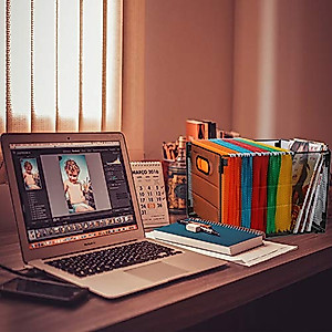 Samstar 2 Pack File Folder Box, Mesh Metal File Crate Organizer Box Hanging File Holder Rack Frame, Letter Size, Black