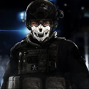 Yzpacc Airsoft Half Face Skull Masks Tactical Face Protection Mesh Mask for Halloween Cosplay Paintball CS Hunting (bk-02)