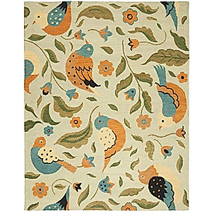 SAFAVIEH Blossom Collection 4' x 6' Sage / Multi BLM676A Handmade Premium Wool Area Rug