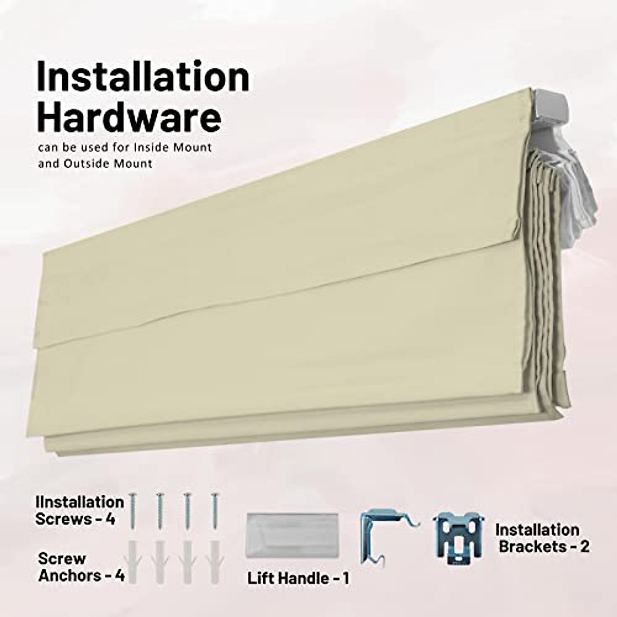 CHICOLOGY Roman Shades for Windows, Roman Window Shades, Roman Shades, Window Treatments, Window Shades for Home, Window Shade, Cream (Cotton), 35" W X 64" H