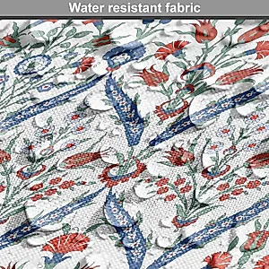 Ambesonne Ottoman Fabric by The Yard, Turkish Traditional Ceramic Tulip Patterns with Cultural Ottoman Royal Lines Design, Decorative Fabric for Upholstery and Home Accents, 1 Yard, Dark Coral