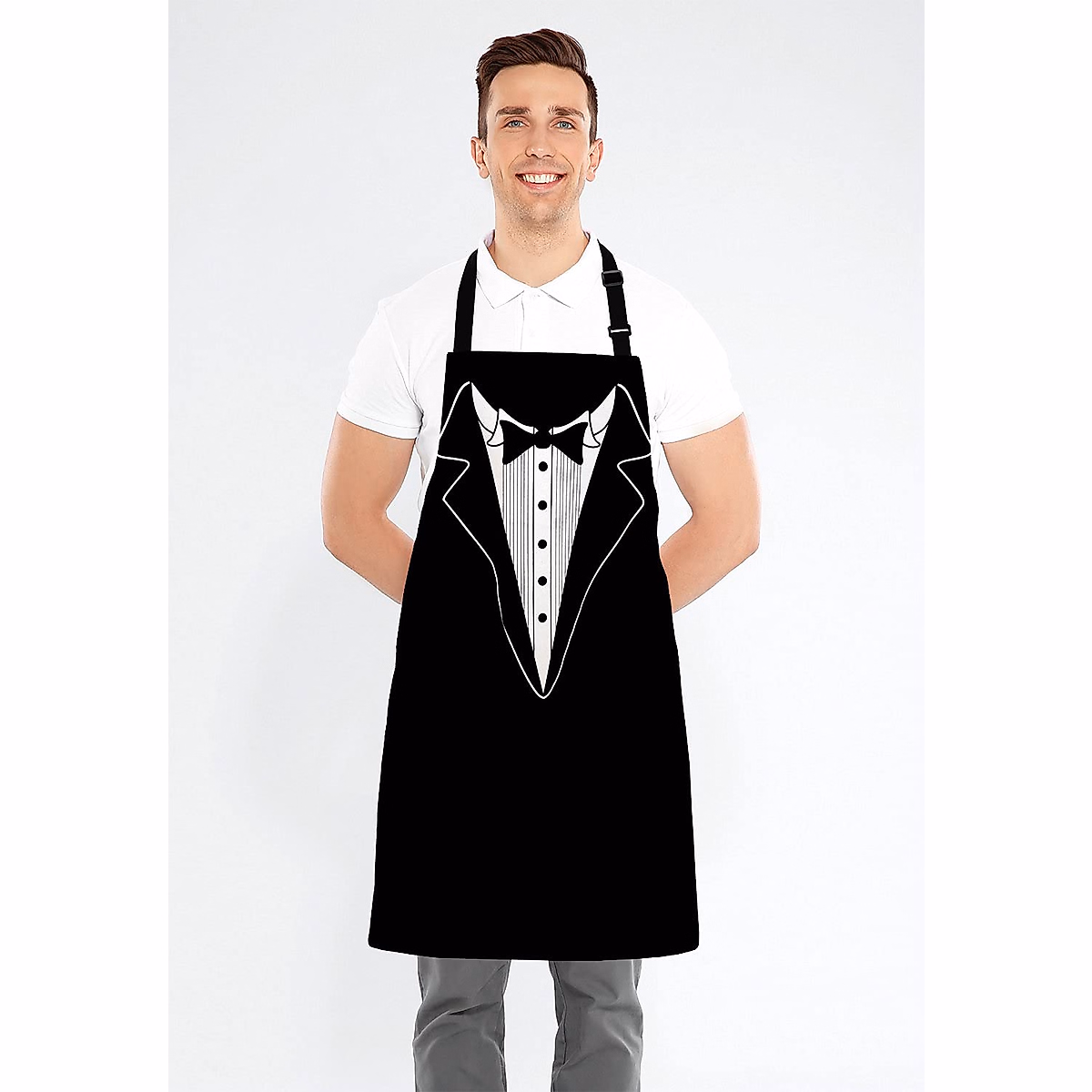 Lefolen Funny BBQ Apron Grilling Gift - Novelty Fathers Day Grilling Gift - BBQ Tuxedo Waistcoat - Barbecue Grill Gift For Men