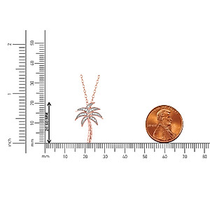 DZON Sterling Silver 1/20ct TDW Real Diamond Palm Tree Pendant Necklace for Women A Love Gift (I-J, I2)