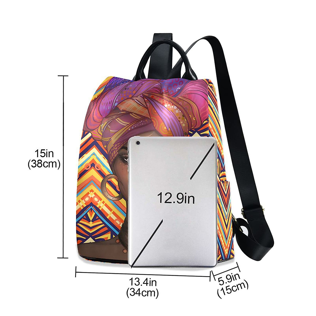 senya Fashion Backpack Purse for Women, African American Woman Ethnic Backpack Shoulder Bag for Women
