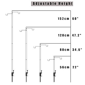 HIKEMAN Folding Lantern Stand Pole Portable Lamp Stand Hook Collapasible Light Stand Holder for Camping Fishing Picnic BBQ Outdoor Activities (Black)