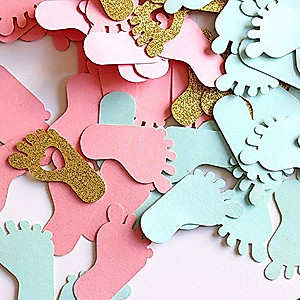Footprint Baby Shower Confetti for Gender Reveal Party Table Decorations,Baby Gender Party Favor Candy Box/Bag DIY Decor Supplies 250CT