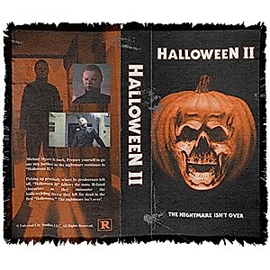 LOGOVISION Halloween Ii Blanket, 50"x60" Halloween 2 VHS Woven Tapestry Cotton Blend Fringed Throw Blanket