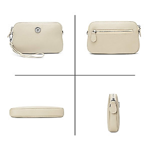 YALUXE Leather Wristlets for Women Clutch Wallet Wrist Strap Crossbody Zip Pocket long Shoulder Chain