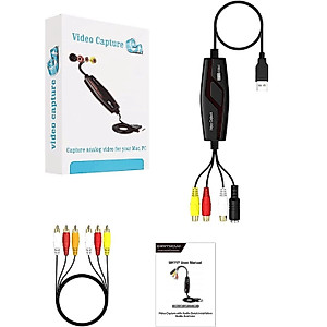 VHS to Digital Converter,Video Capture Card Device,VHS VCR Hi8 Mini DV to Mac Digital Converter,RCA to USB Video Converter for PC TV Tape Player Camcorder,MAC Windows Vista Compatible