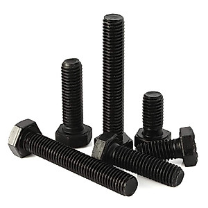 M8 x 60mm Hex Head Screw Bolts, Fully Threaded, Alloy Steel Grade 12.9, Black Oxide Finish, Quantity 10