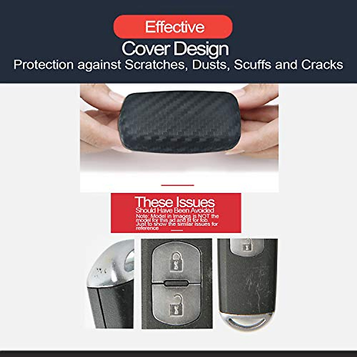 2pcs Compatible with Nissan 3 Button Smart Key Fob Carbon Fiber Looks Silicone Case Key Fob Cover for 2002-2017 Nissan Pathfinder Quest Sentra Xterra X-Trail Altima Armada Frontier, Infiniti FX35 45