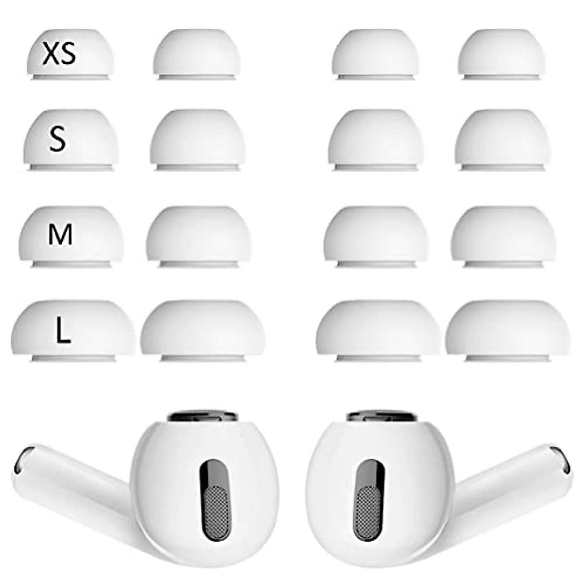 [8 Pairs] Compatible with AirPods Pro 2 Ear Tips, Silicone Replacement XS/S/M/L 4 Size Fit in Charging Case Earbuds Eartips with Storage Box Compatible with AirPods Pro ( XS/S/M/L White )