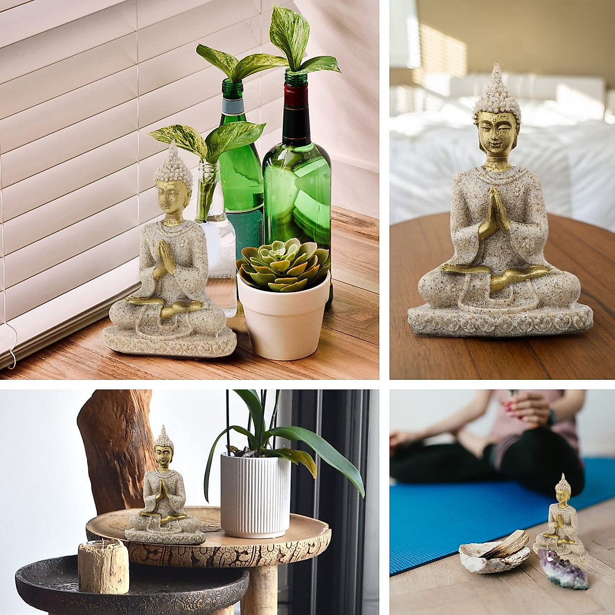 Baoblaze Buddism Buddha Ornaments Maitreya Fengshui Statue Sculpture Handmade Figurine for Home Desktop Office Decor