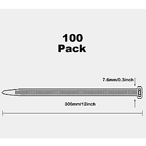 Oksdown 100 Pack 12 inch Black Heavy Duty Zip Ties Thick Cable Ties with 120 lbs Tensile Strength Large Plastic Wire Ties