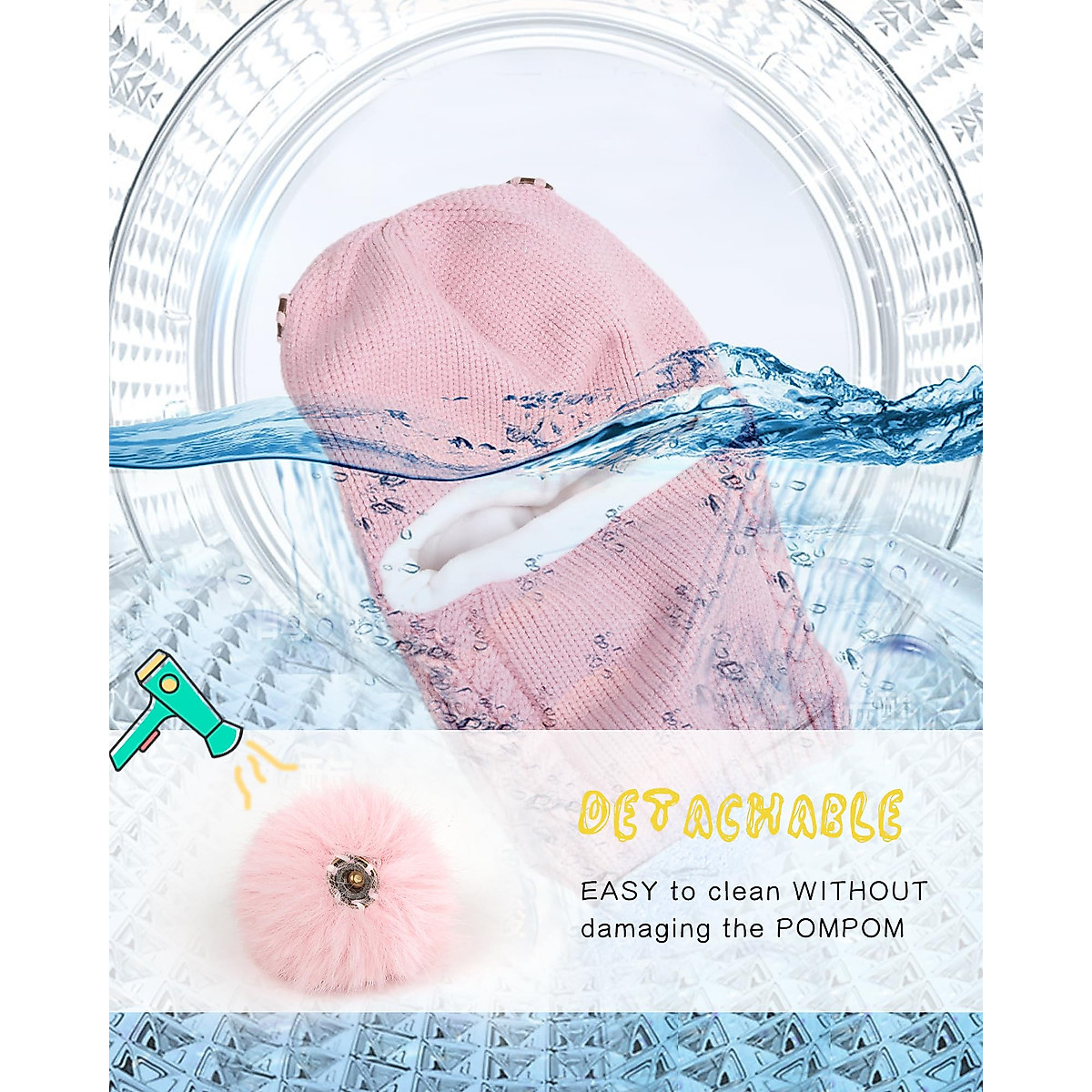 Camptrace Baby Toddler Winter Hat Scarf Set Pom Girls Boys Kids with Fleece Lined Beanie Snow Hat Hood