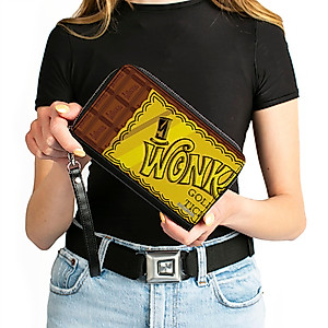 Buckle-Down Movies Wallet, Zip Around, Willy Wonka and the Chocolate Factory Golden Ticket Wonka Bar, Vegan Leather