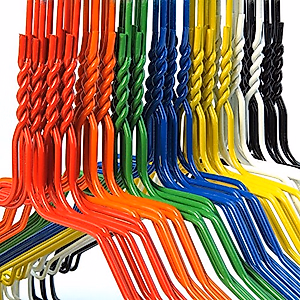 HANGERWORLD 50 Pack Multi Colored Wire Hangers - Strong 13 Gauge, 16inch Adult Size Coat Clothes Hanger