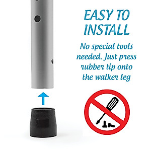 KIT: Top Glides Universal Walker Replacement Legs with Rubber Tips (Black)