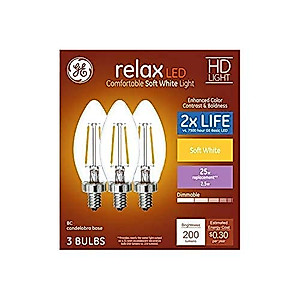 GE Relax 3-Pack 25 W Equivalent Dimmable Soft White B11 LED Light Fixture Light Bulb