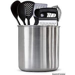 Estilo Stainless Steel Utensil Holder Jumbo, Kitchen Utensils Holder 7" x 7"