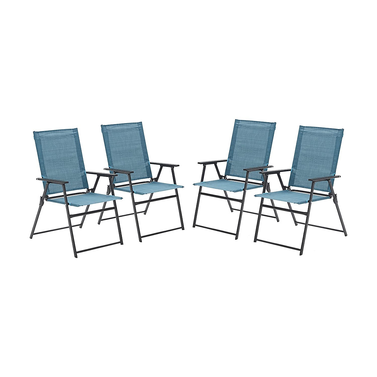 VICLLAX 4 Pieces Patio Folding Chairs, Outdoor Portable Dining Chairs for Lawn Garden and Porch, Turquoise Blue(Edge-Binding)
