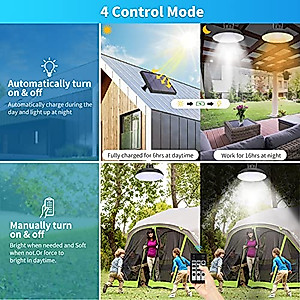 Solar Pendant Shed Light-3000K/4000K/6500K/Dimmable Lighting solar power light with Remote Control,IP65 Waterproof Timing Indoor/Outdoor Hanging Lantern Light,16.4ft Cord for Patio Garden Henhouse