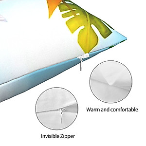 Tropical and Exotic Garden with Hummingbird Design Pillow Cover Soft Square Decorative Pillow Covers for Home Sofa Couch 18" X 18" Set of 2 Outdoor Decorative Pillowcase (2 Pack)