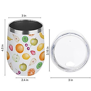silichee 20 Oz Stainless Steel Wine Tumbler with Lid Fruit Background Watercolor Insulated Tumblers Vacuum Coffee Mugs for Hot and Cold Drinks,Coffee,Wine