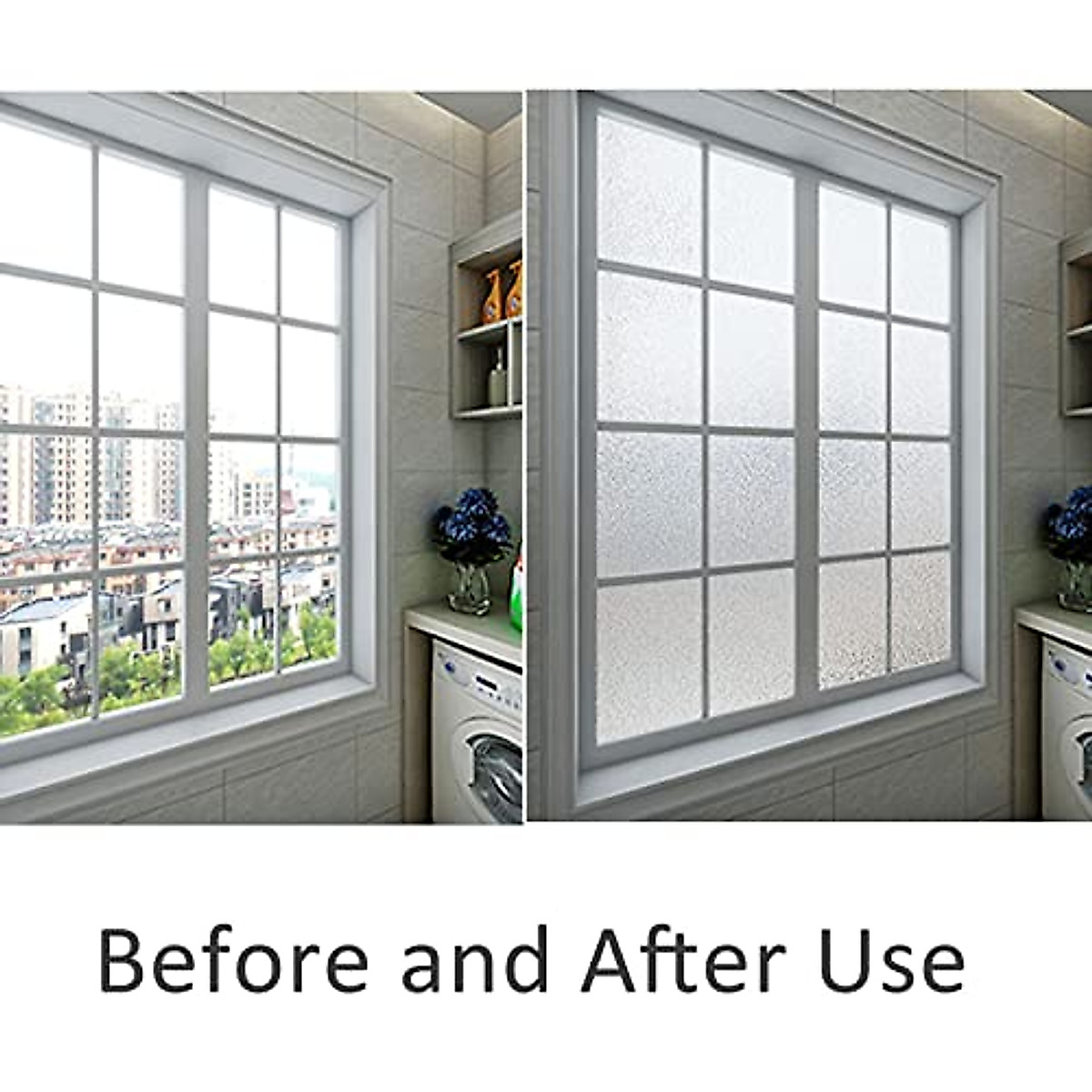 Instruban Window Privacy Film Frosted Glass Covering for Bathroom Opaque Static Cling Heat Control Door Sticker for Office Living Room Non-Adhesive - Matte Pure, 17.5 x 78.7 inches