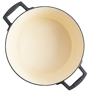 Babish Round Enamel Cast Iron Dutch Oven w/Lid, 6-Quart, Matte Black